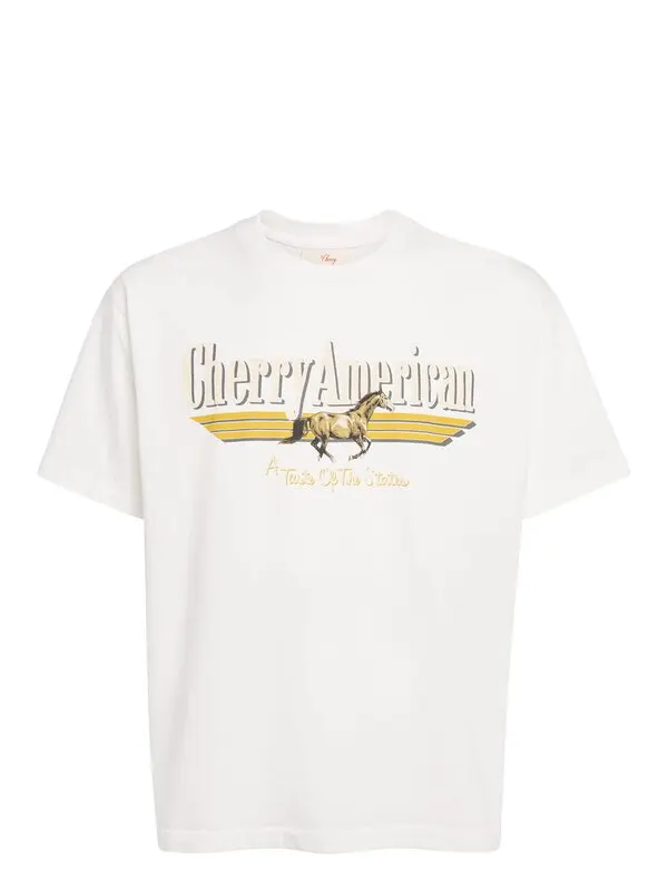 CHERRY LOS ANGELES Cotton Logo Print Coast To Coast T-shirt - White
