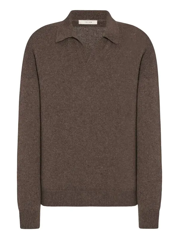 THE ROW Leach Cashmere Polo Sweater - Brown