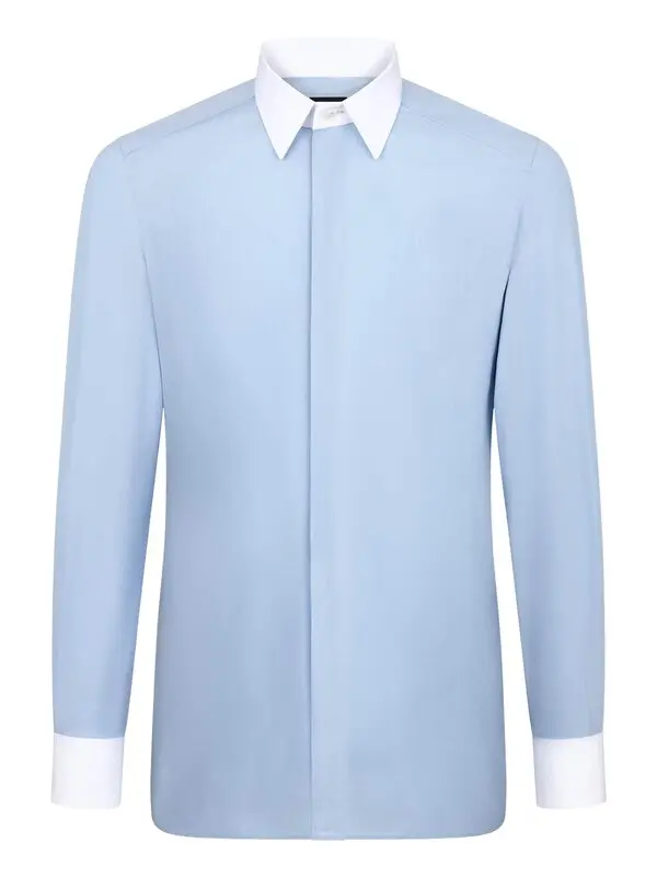 TOM FORD Cotton Contrast-trim Shirt - Blue