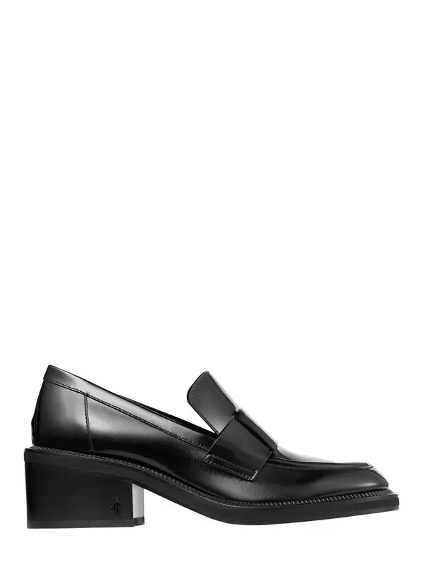 JIMMY CHOO Tylor 60 Leather Heeled Loafers - Black