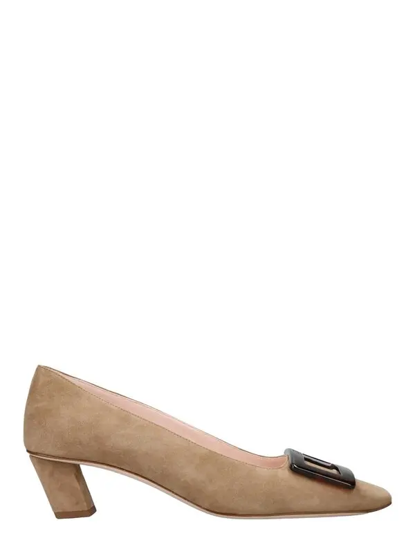 ROGER VIVIER Belle Vivier Suede Pumps - Beige