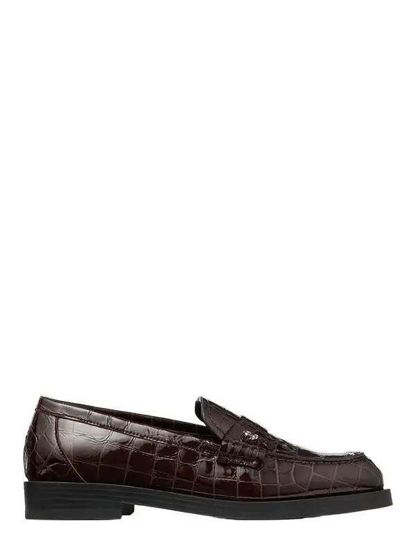 JIMMY CHOO Ivy Croc-embossed Loafers - Brown