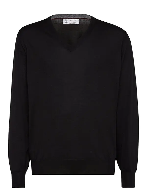 Brunello Cucinelli Cashmere V-neck Sweater - Black
