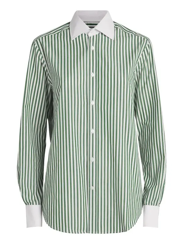 WITH NOTHING UNDERNEATH Cotton Poplin Boyfriend Shirt - Green