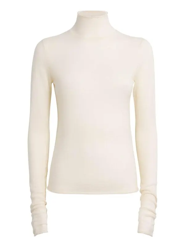 SKIMS Cashmere Sheer Rollneck Top - Beige