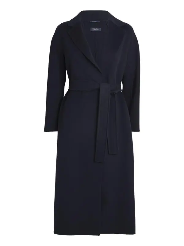 Max Mara Virgin Wool Midi Wrap Coat - Blue