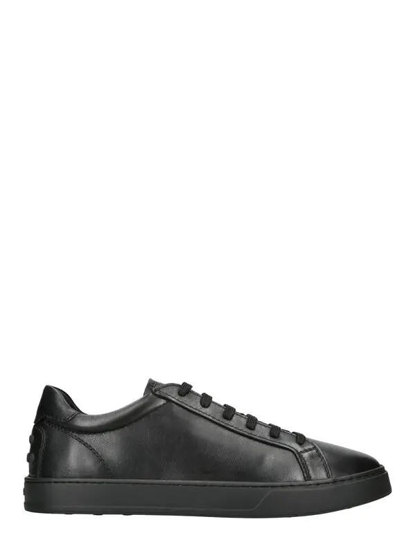 TOD'S Leather Allacciata Cassetta Sneakers - Black