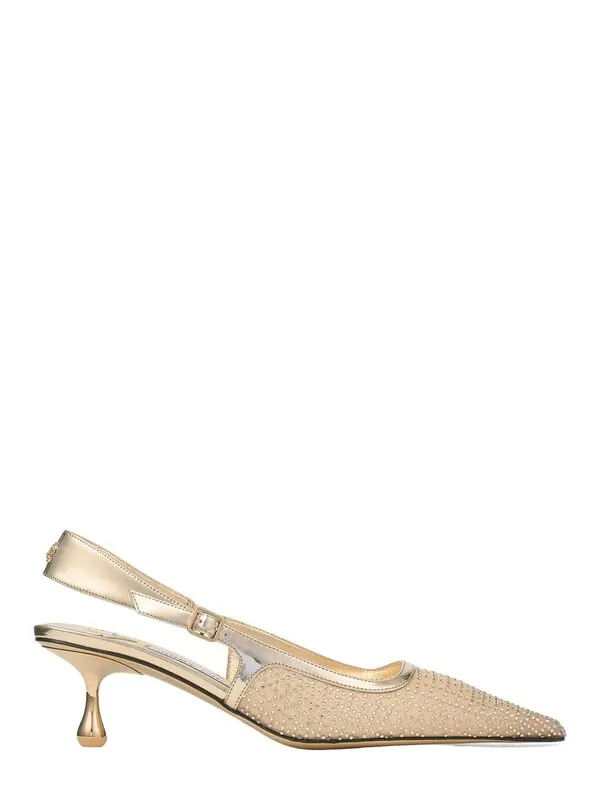 JIMMY CHOO Amel 50 Embellished Slingback Pumps - Gold