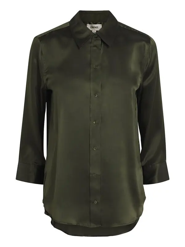L'Agence Silk Dani Shirt - Green