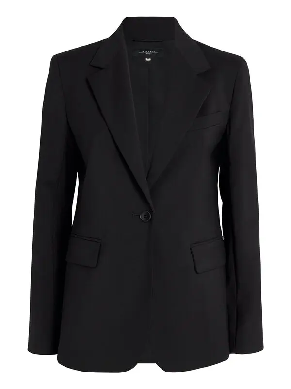 Max Mara Virgin Wool Notched Lapel Blazer - Black