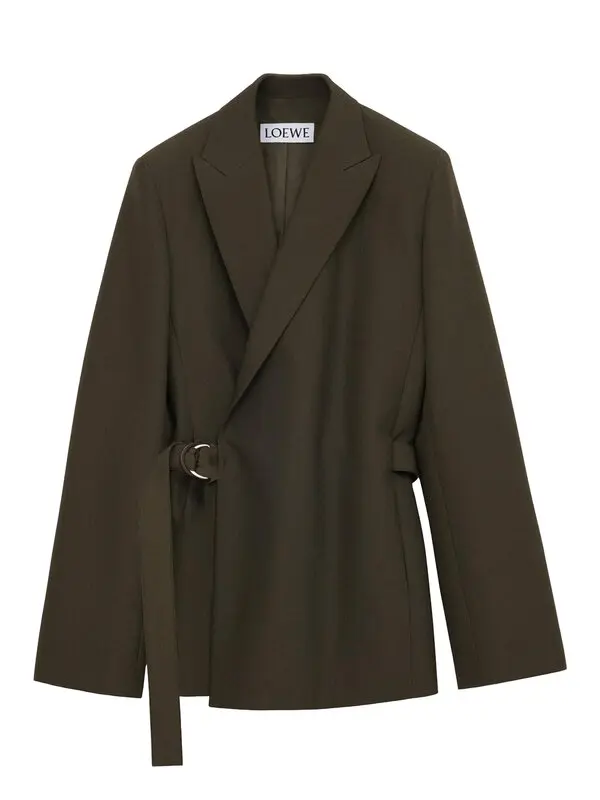 Loewe Wool Draped Blazer - Green