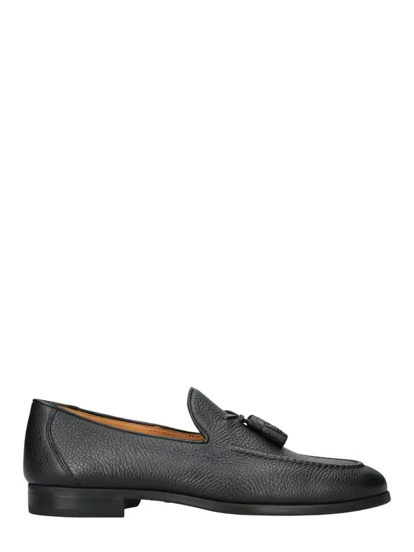 Magnanni Leather Seneca Tassel Loafers - Black