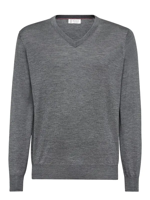 Brunello Cucinelli Cashmere V-neck Sweater - Grey