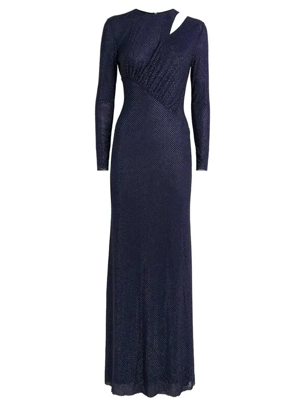 SELF-PORTRAIT Embellished Cut-out Maxi Dress - Navy