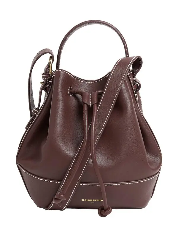 Claudie Pierlot Leather Alvan Bucket Bag - Purple