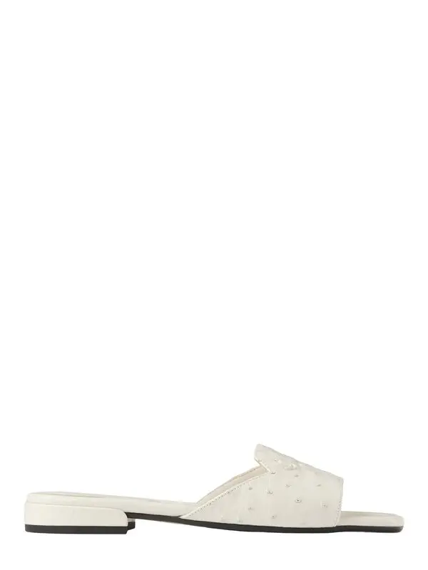JIMMY CHOO Ostrich Leather Dina Sandals - White