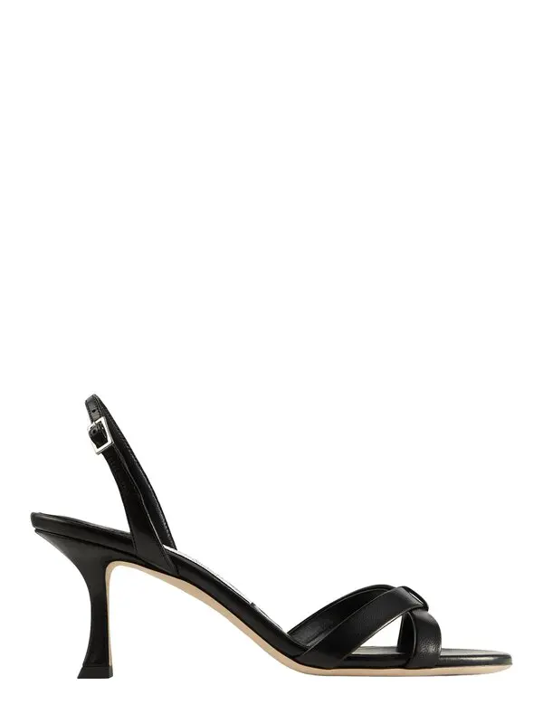 JIMMY CHOO Elsy 70 Leather Heeled Sandals - Black