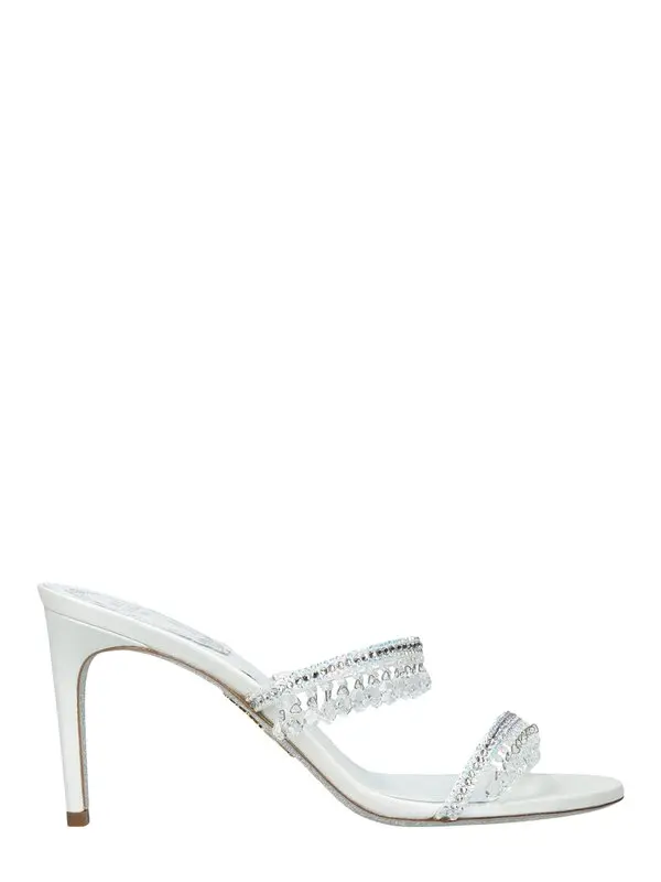Rene Caovilla Embellished Chandelier Mules - White
