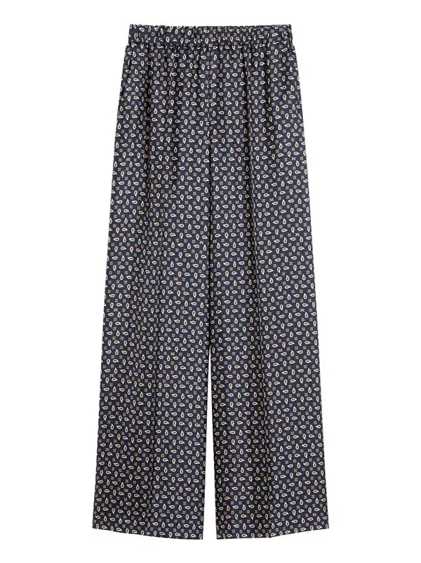 Max Mara Silk Twill Printed Wide-leg Trousers - Blue