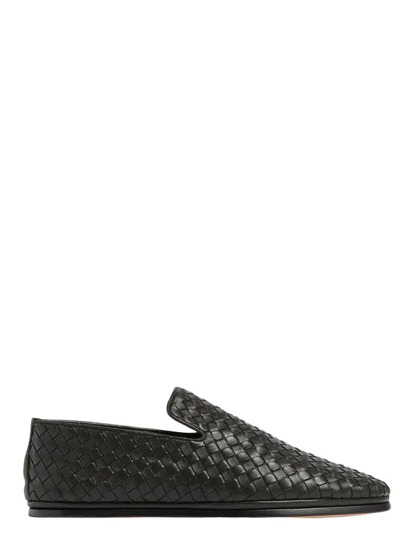Bottega Veneta Leather Intrecciato Loafers - Black