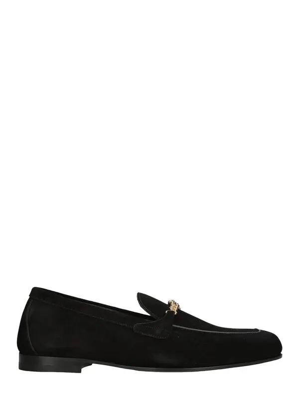 Versace Suede Medusa Loafers - Black