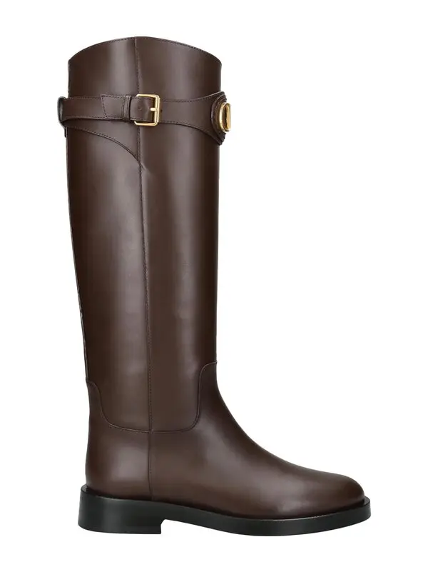 Valentino Garavani Leather Vlogo Riding Boots 30 - Brown