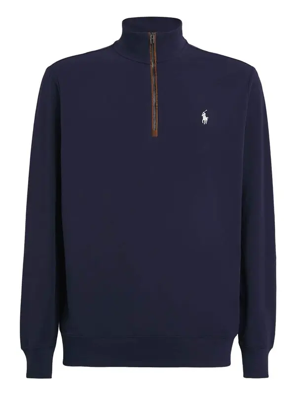 Rlx Ralph Lauren Cotton-blend Quarter-zip Sweater - Navy