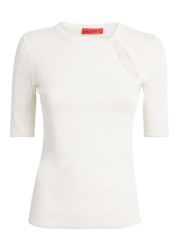Max & Co. Ribbed Cut-out T-shirt - White