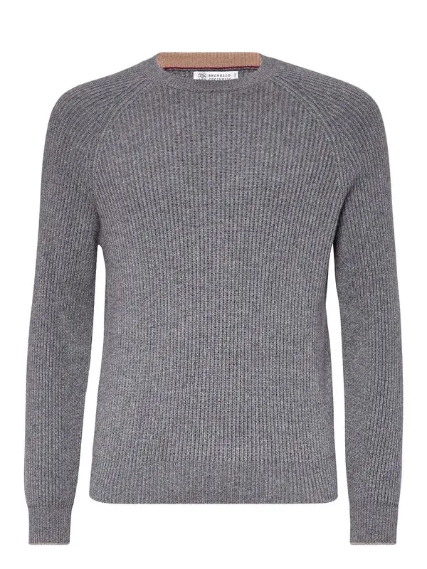 Brunello Cucinelli Cashmere Ribbed Sweater - Grey