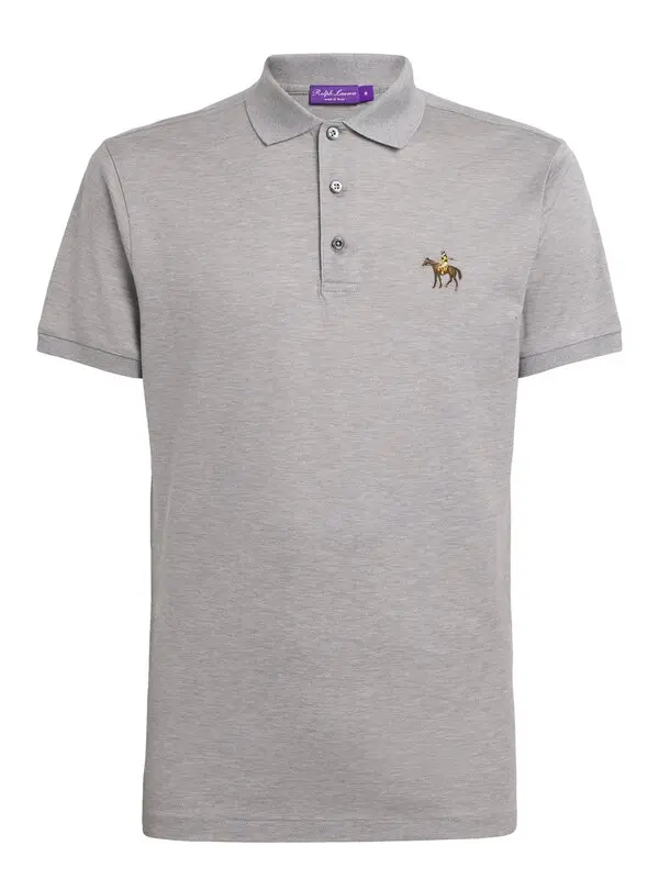 Ralph Lauren Purple Label Cotton Logo Polo Shirt - Grey