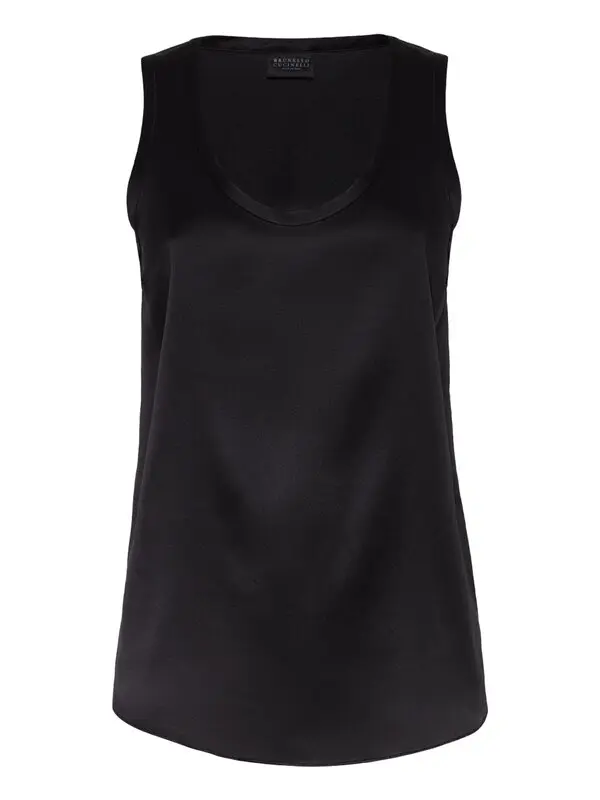 Brunello Cucinelli Stretch-silk Satin Reversible Tank Top - Black