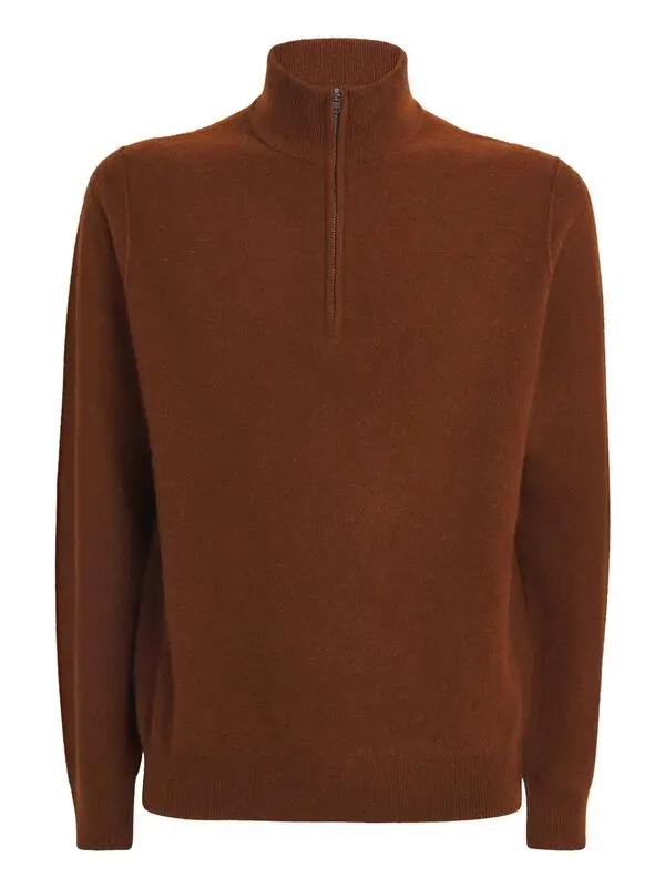 Vince Cashmere Quarter-zip Sweater - Brown