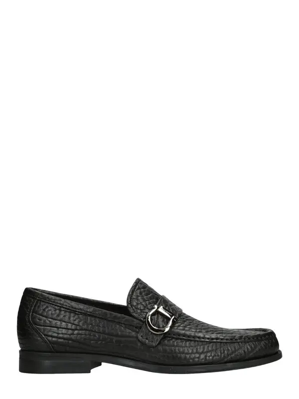 FERRAGAMO Leather Caspian Loafers - Black