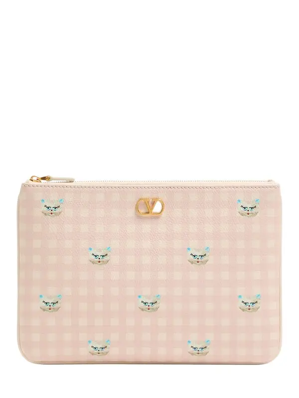 Valentino Garavani Leather Vlogo Signature Pouch - Pink