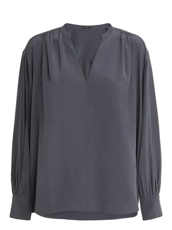 JOSEPH Silk Crepe De Chine Blondel Blouse - Grey