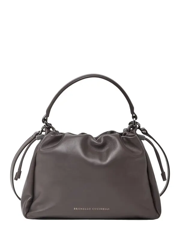 Brunello Cucinelli Small Leather Mellow Bucket Bag - Brown