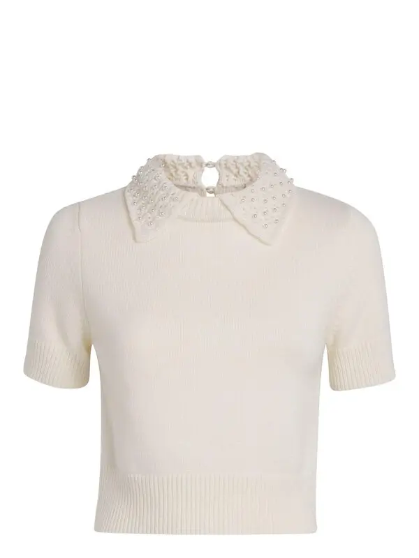 Claudie Pierlot Wool-cashmere Embellished Sweater - White