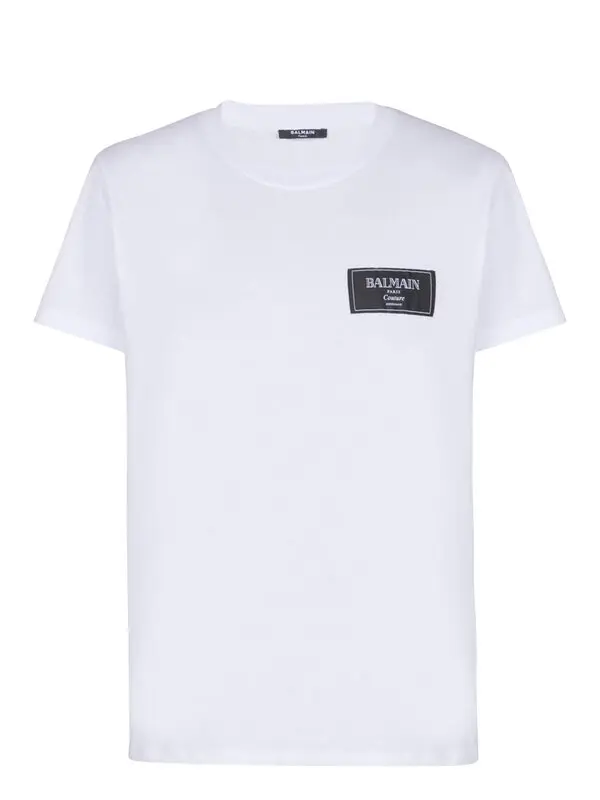 Balmain Cotton Logo Print T-shirt - White