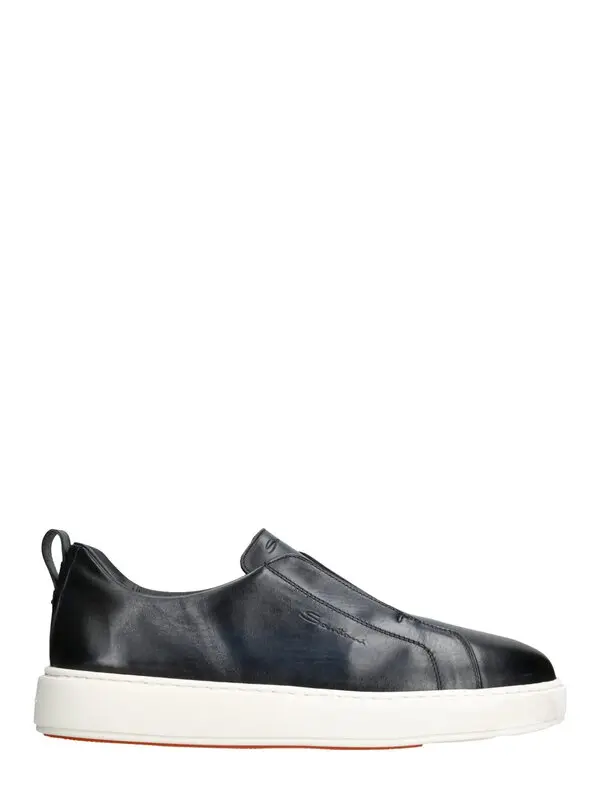 Santoni Clean Icon Leather Sneakers - Navy