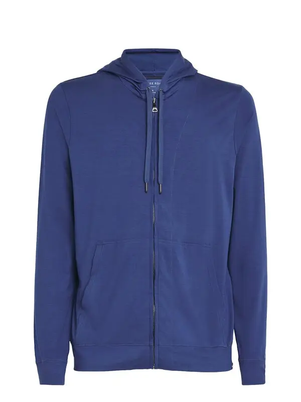 Derek Rose Micromodal Zipped Hoodie - Blue