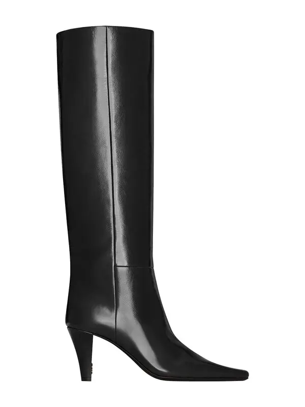 Saint Laurent Patent Leather Jill Knee-high Boots 75 - Black