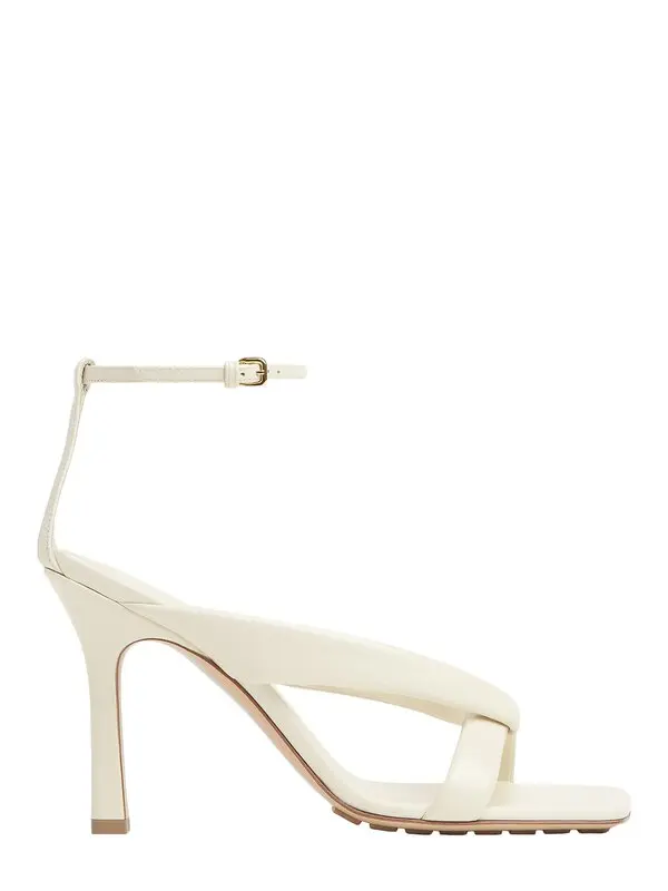 Bottega Veneta Calfskin Riva Heeled Sandals 90 - White