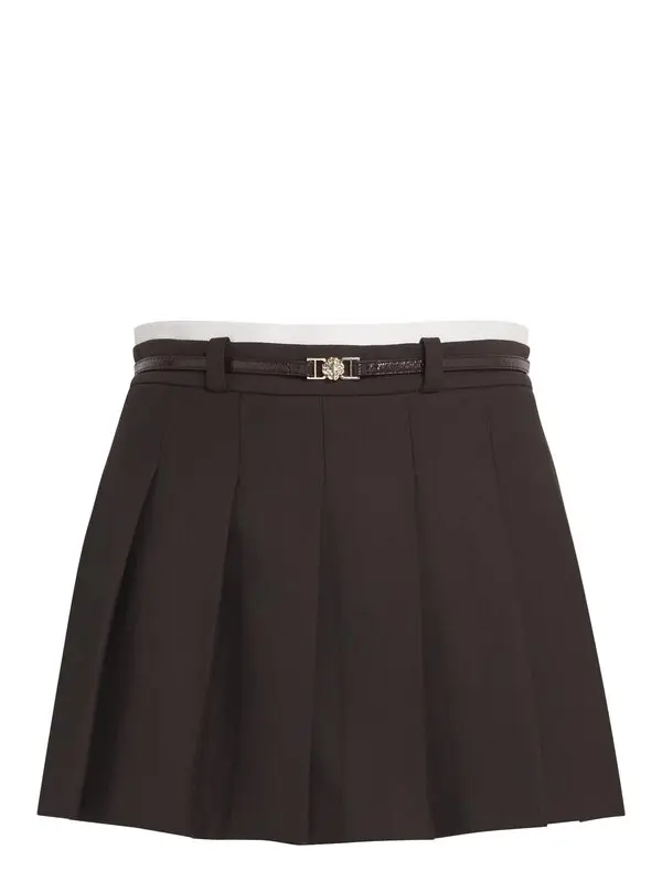 Maje Pleated Mini Skort - Brown