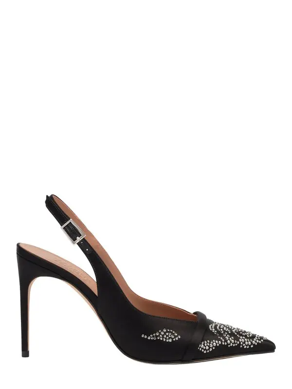MALONE SOULIERS Satin Slingback Heels - Black