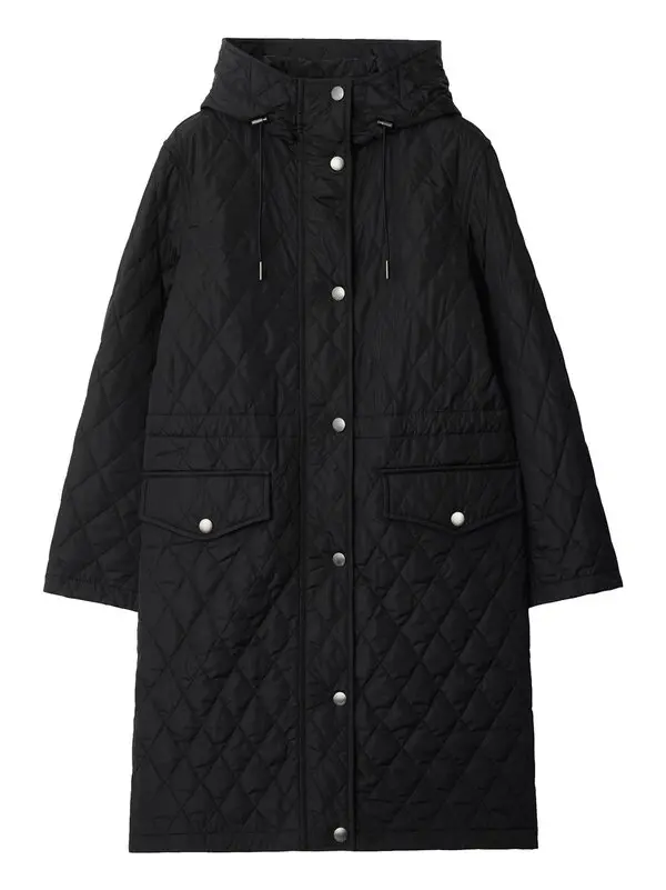Burberry Nylon Quilted Hooded Parka - Black