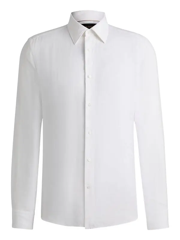 BOSS Linen Slim Shirt - White