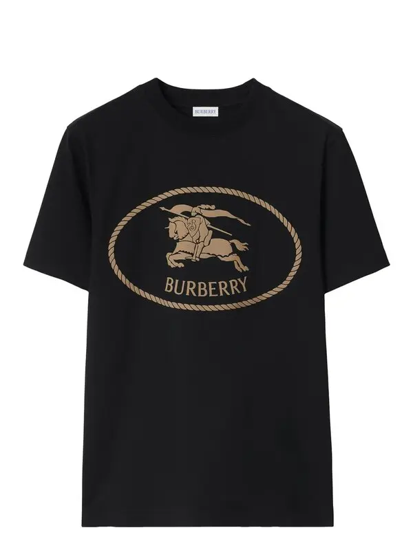 Burberry Cotton Knight Stamp T-shirt - Black