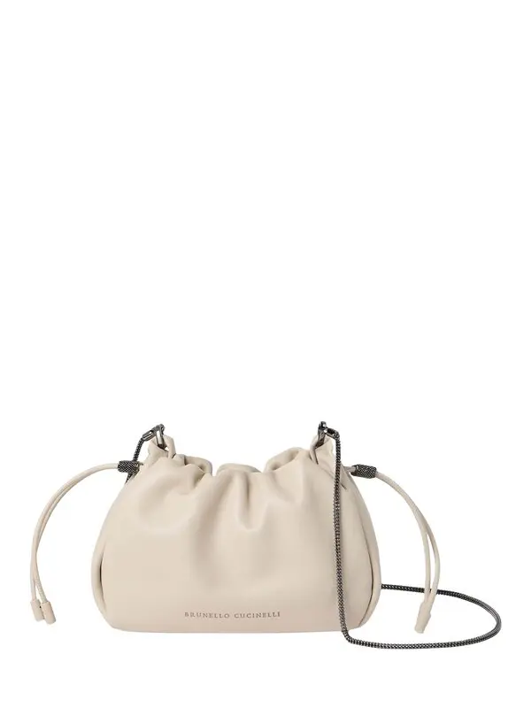 Brunello Cucinelli Mini Leather Bucket Bag - White