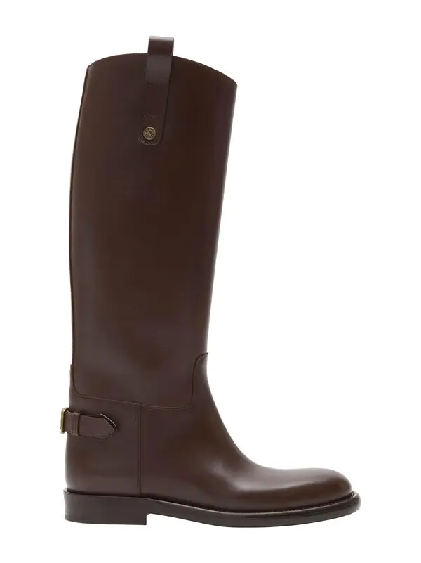 Burberry Leather Cavalier Knee-high Boots - Brown