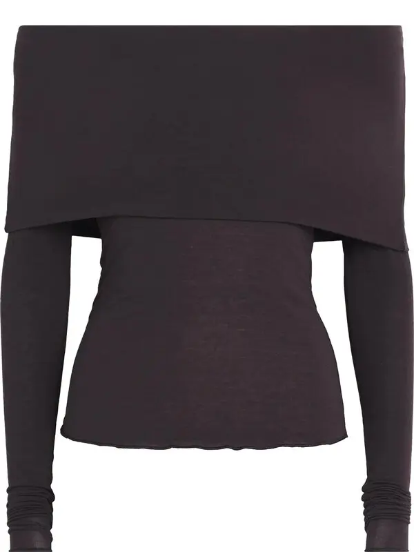 SKIMS Sheer Modal Off-the-shoulder Top - Burgundy